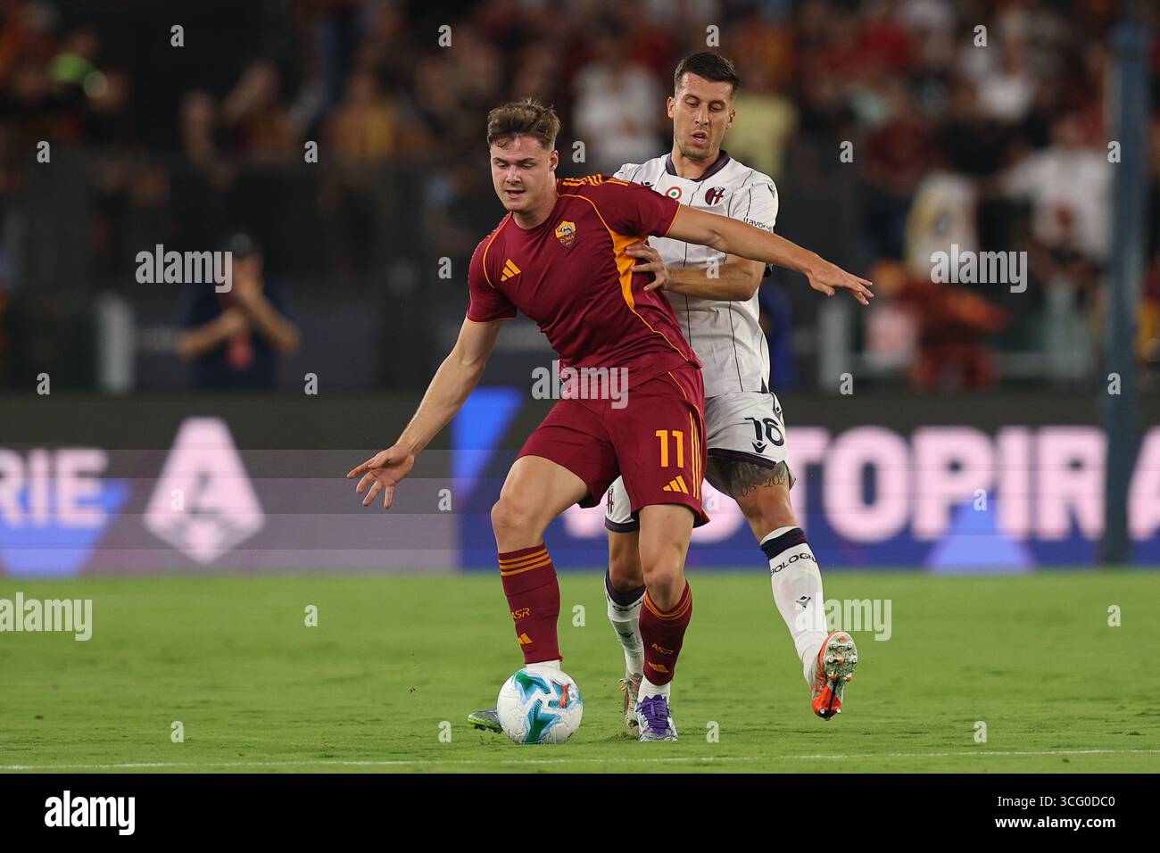 Evan Ferguson (Roma)Nicolo Casale (Bologna) during the Italian ...