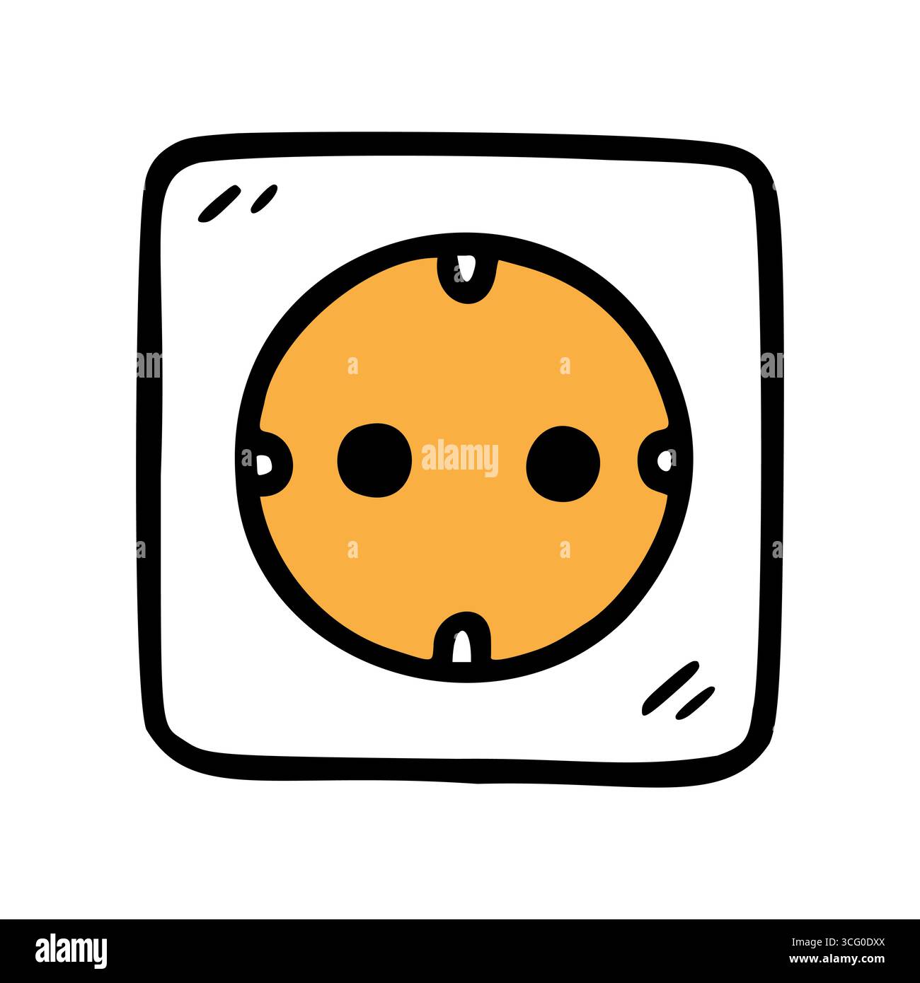 A simple illustration of a round electrical socket with two holes, set ...