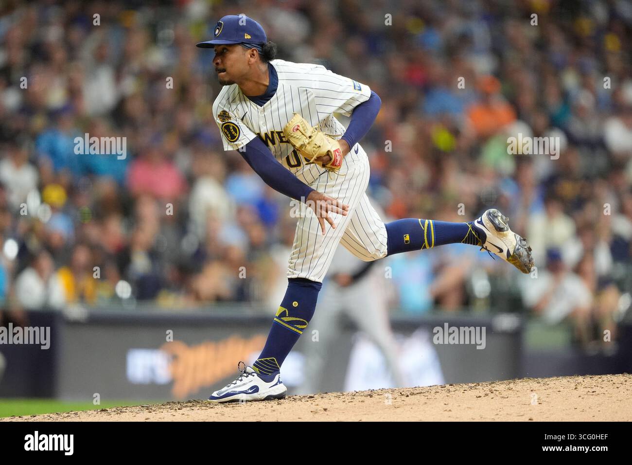 Milwaukee Brewers' Carlos Rodriguez pitches during a baseball game ...