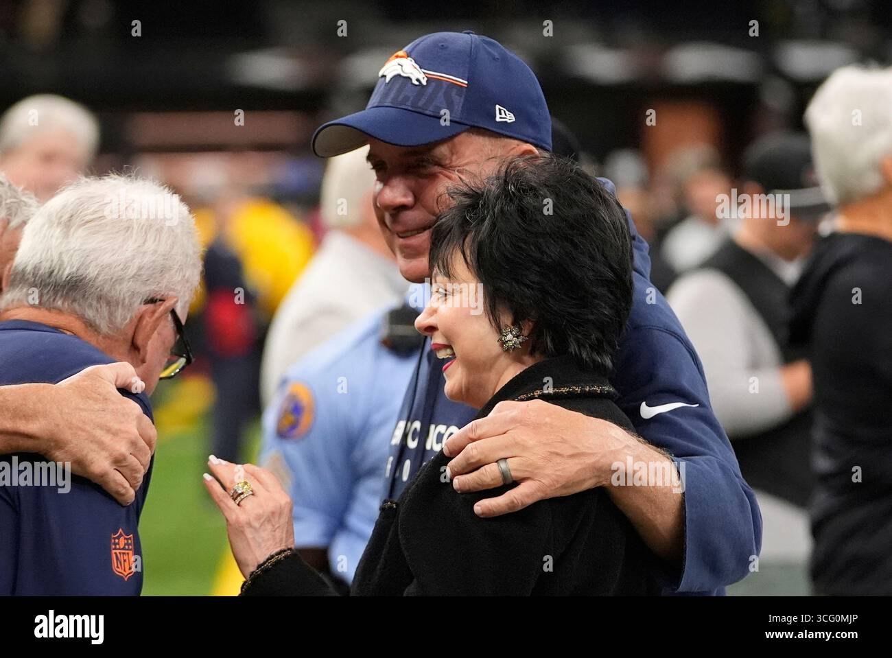 Denver Broncos head coach Sean Payton hugs New Orleans Saints owner ...