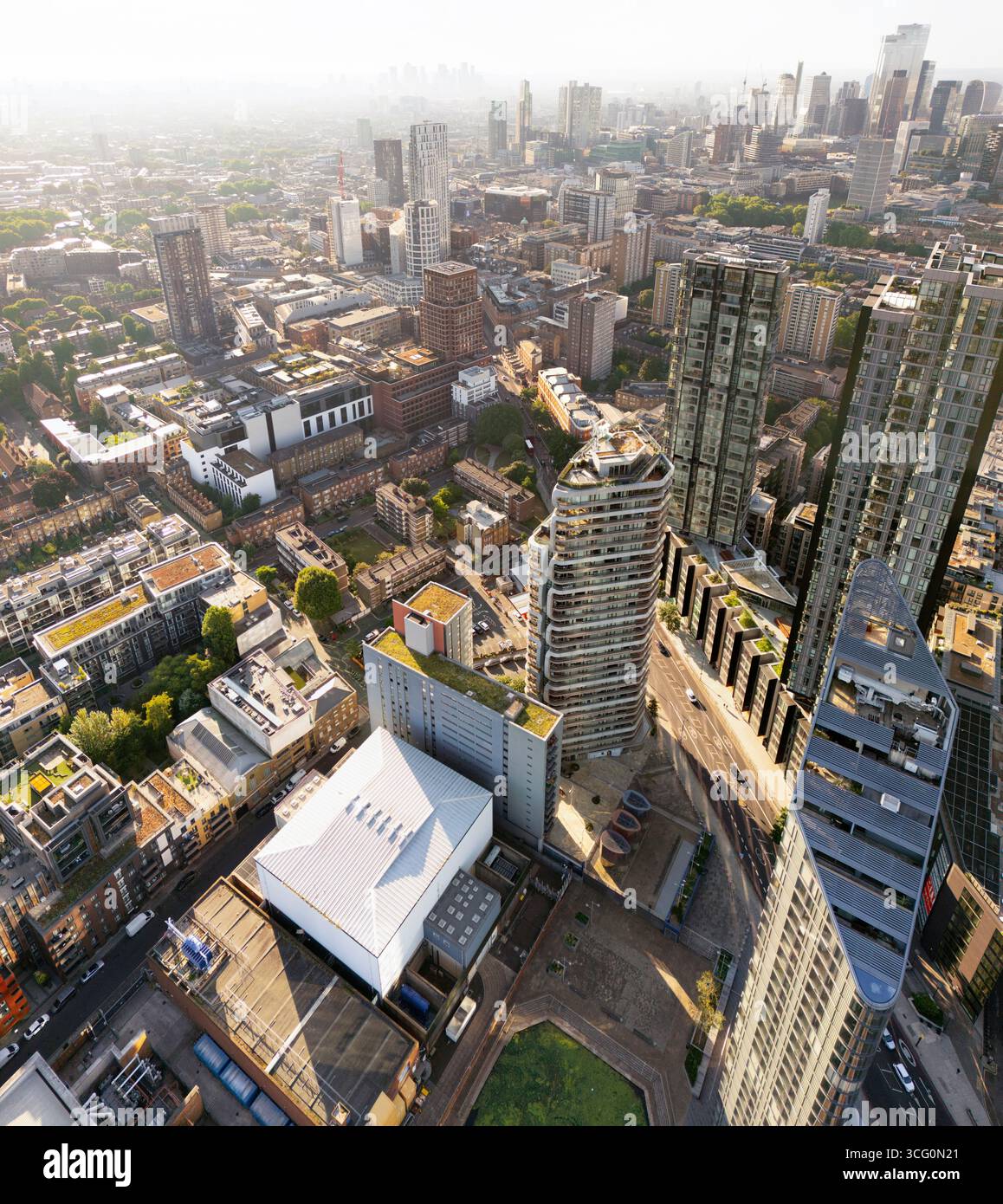 Aerial view of London's skyline, featuring Carrara, Valencia and ...