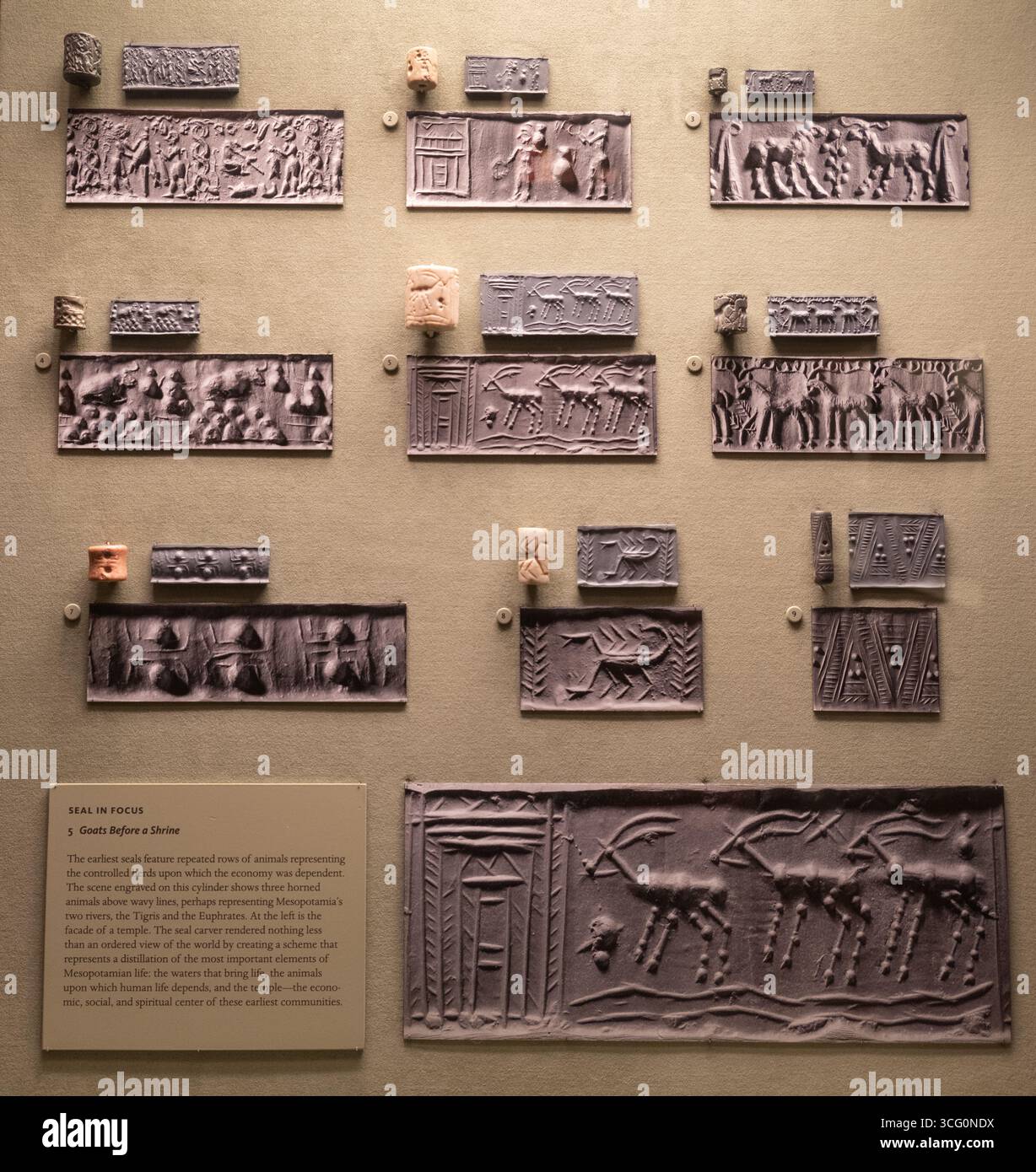 ancient Mesopotamian near Eastern Cylinder Seals with pictorial symbols ...