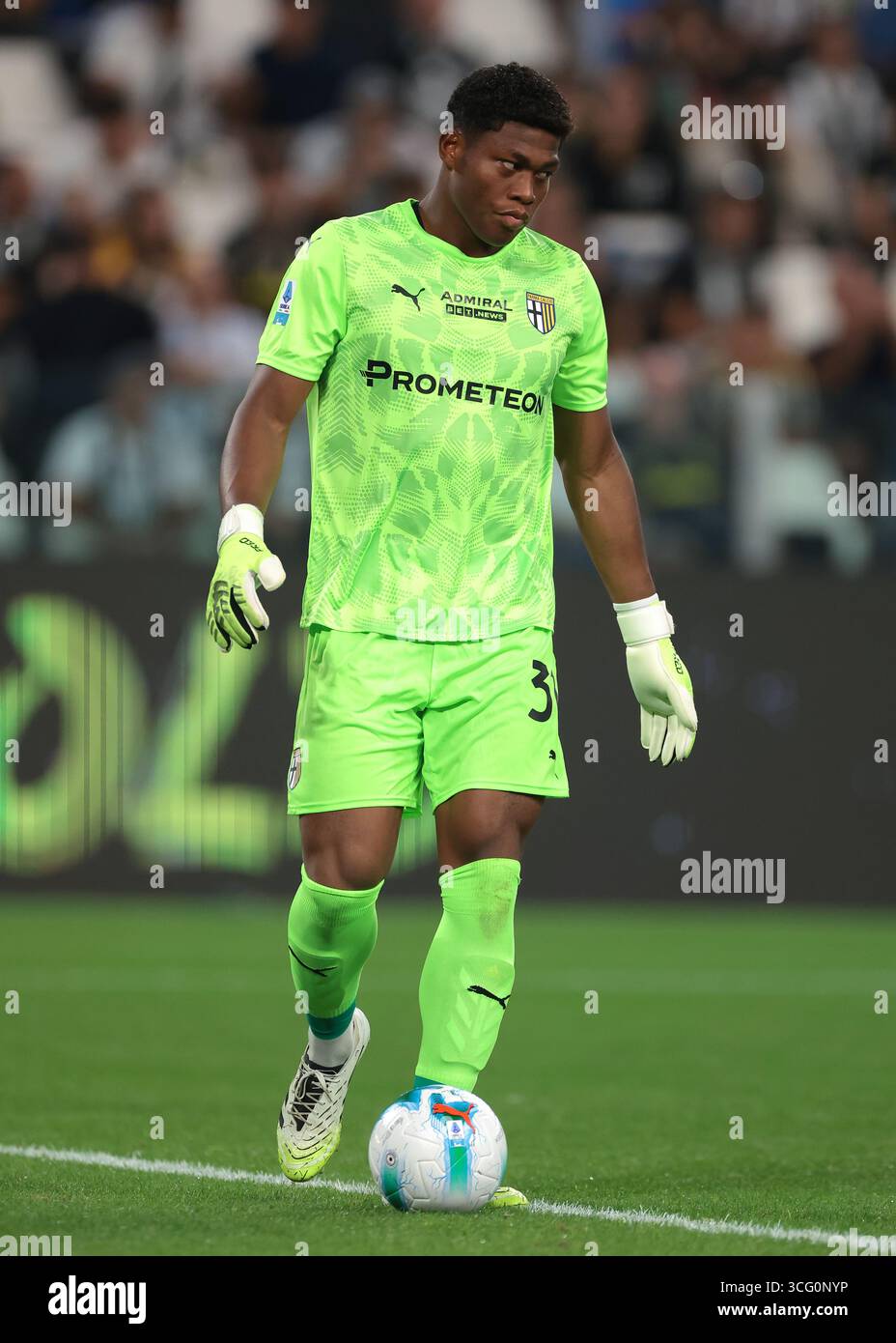 Turin, Italy, 24th August 2025. Zion Suzuki of Parma Calcio during the ...