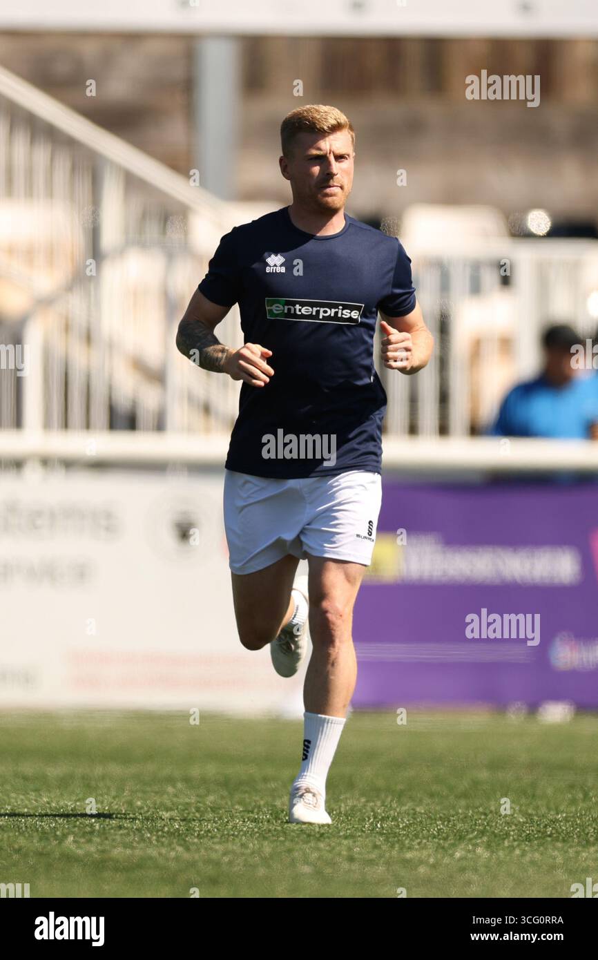 Jack Barham, of Chelmsford City, warming up before the match between ...