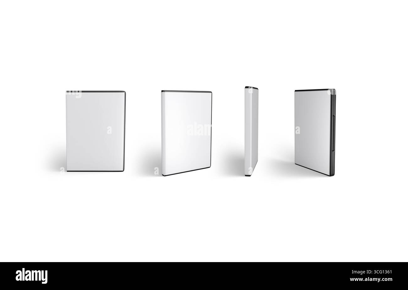 Blank white closed dvd box mockup stand, different angles views Stock ...