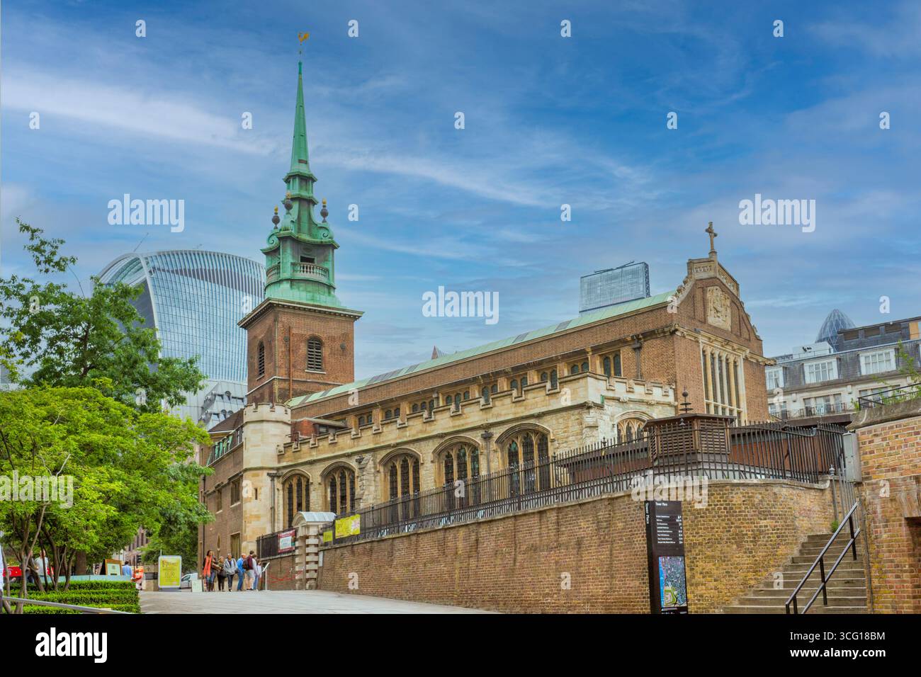 The exterior of the historic All Hallows by the Tower Anglican Church ...