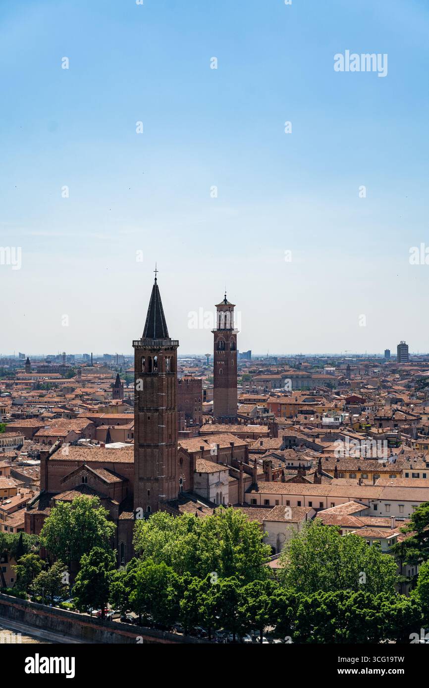 Bell Towers of Verona Rising Over the Historic Cityscape Stock Photo ...