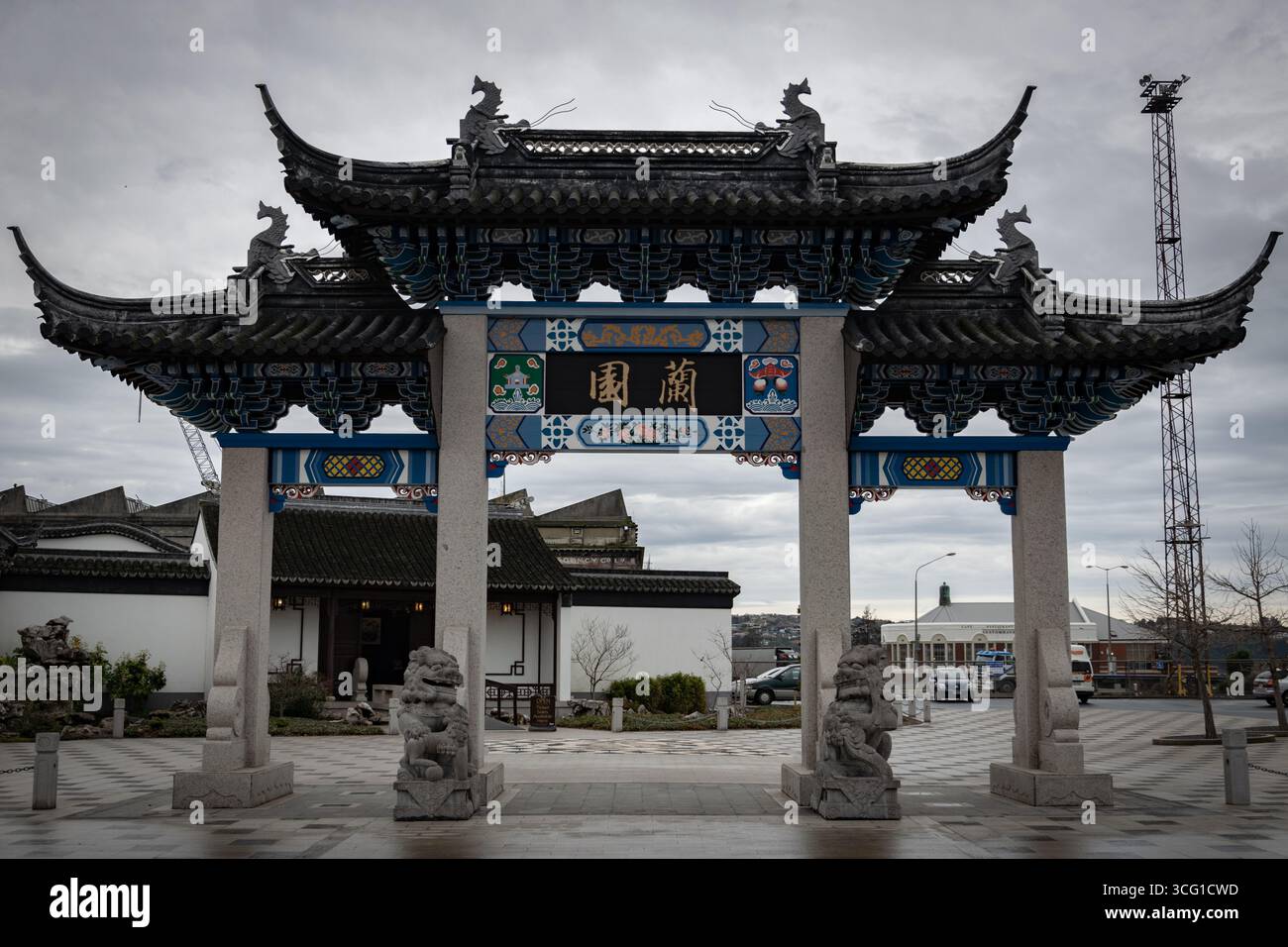 Traditional Chinese gateway at the entrance to the Dunedin Chinese ...