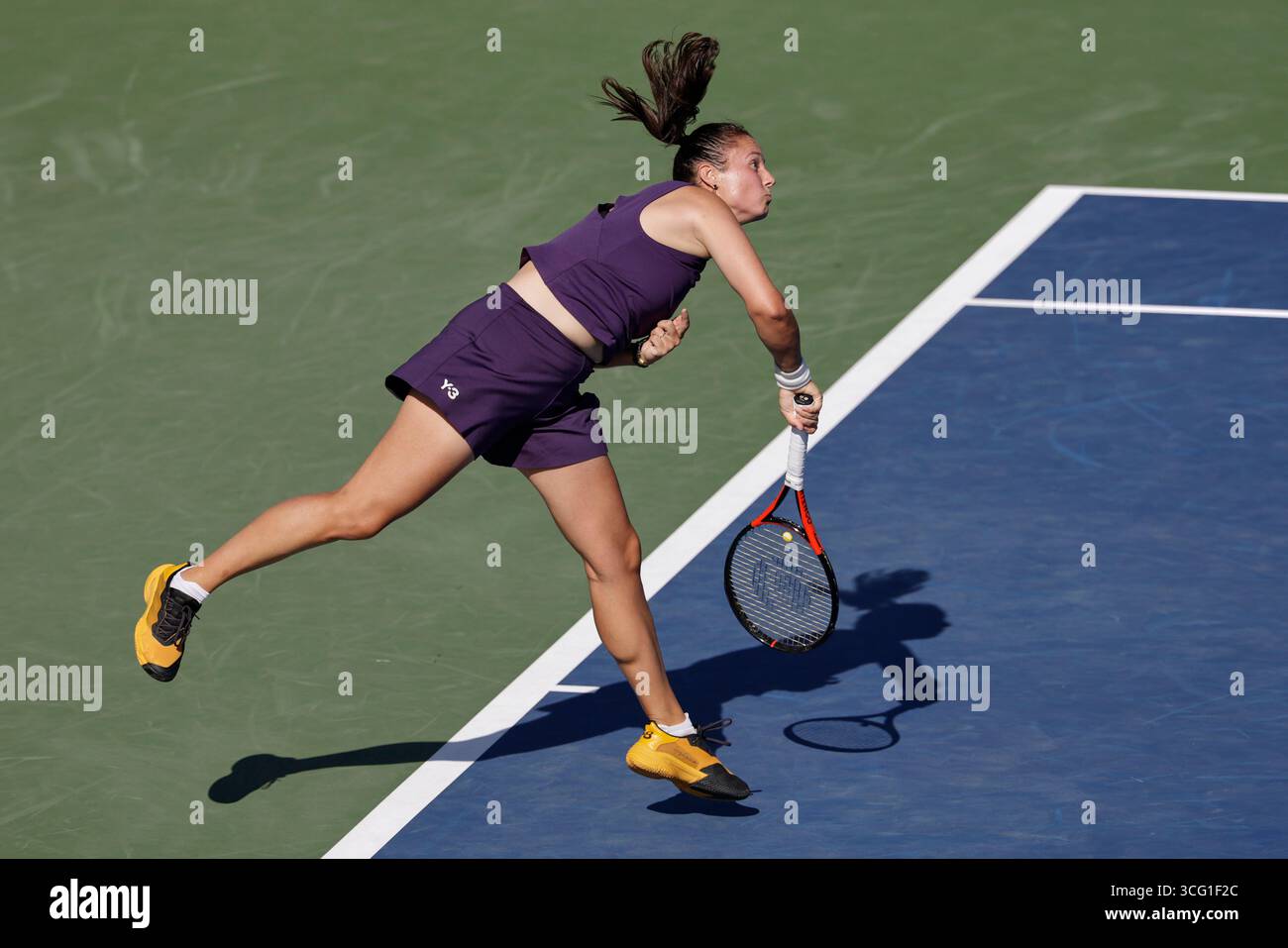 Daria Kasatkina, of Australia, serves to Elena-Gabriela Ruse, of ...