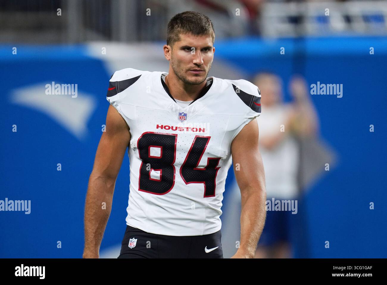 Houston Texans wide receiver Justin Watson (84) watches during warmups ...