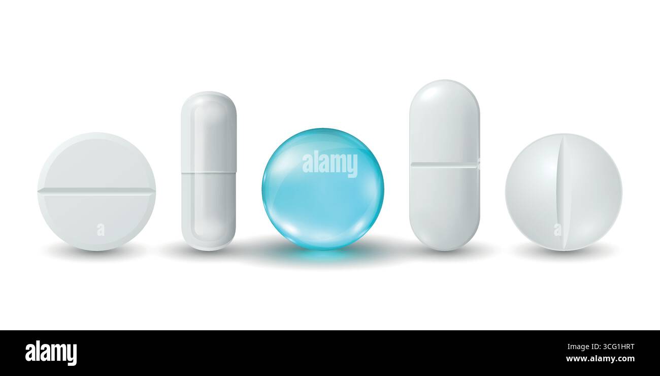 Vector 3d Realistic Pills and Capsule Icon Set. Medicine Tablets ...