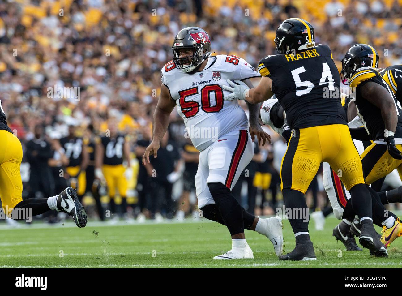 Tampa Bay Buccaneers defensive tackle Vita Vea (50) defends during a ...