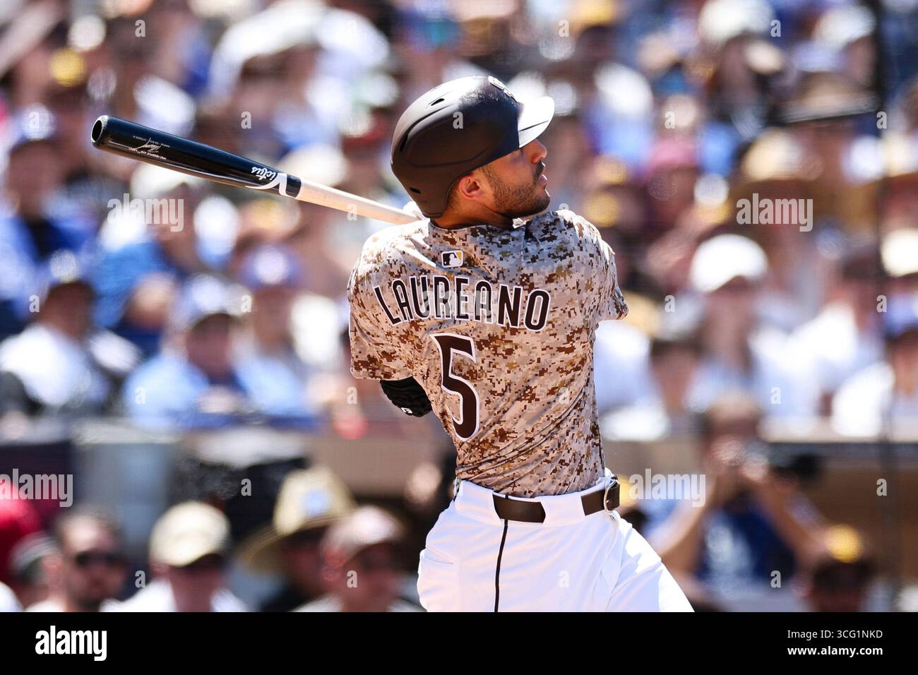San Diego Padres' Ramon Laureano plays in a baseball game against the ...