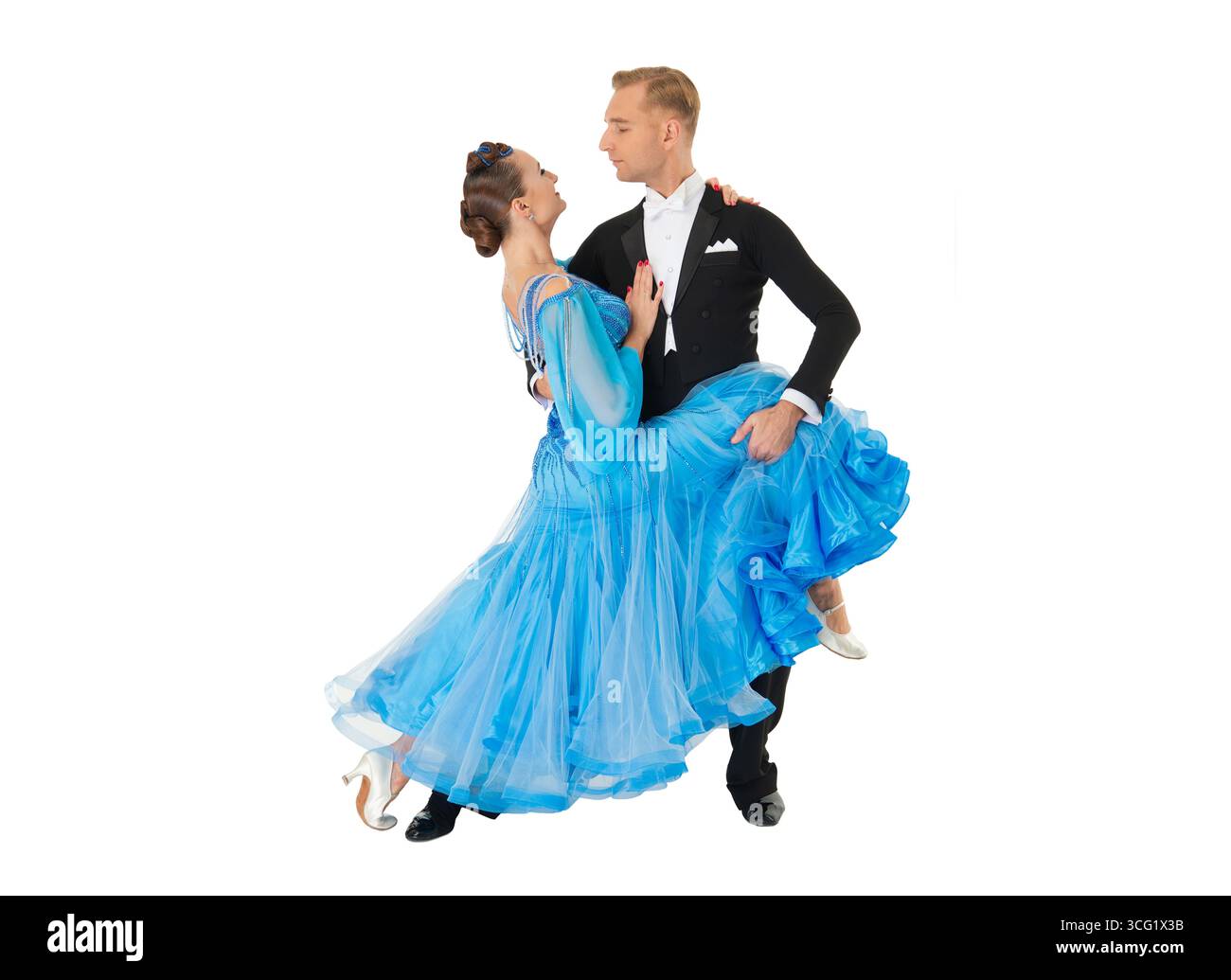 Competitive dance duo. Dance couple isolated on white. Ballroom dancer ...