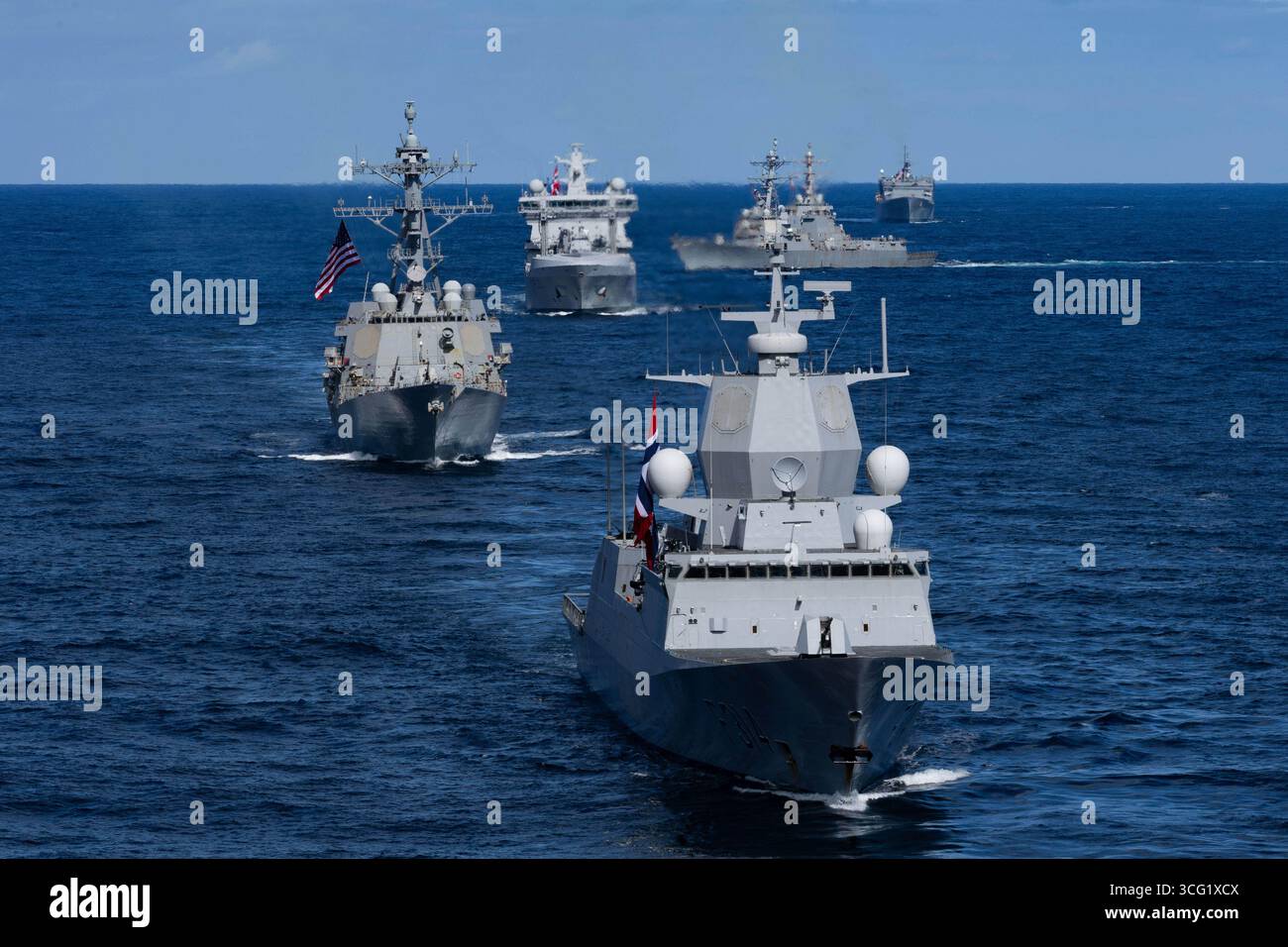 August 23, 2025 - North Sea - From front, Norwegian Navy Frigate HNoMS ...