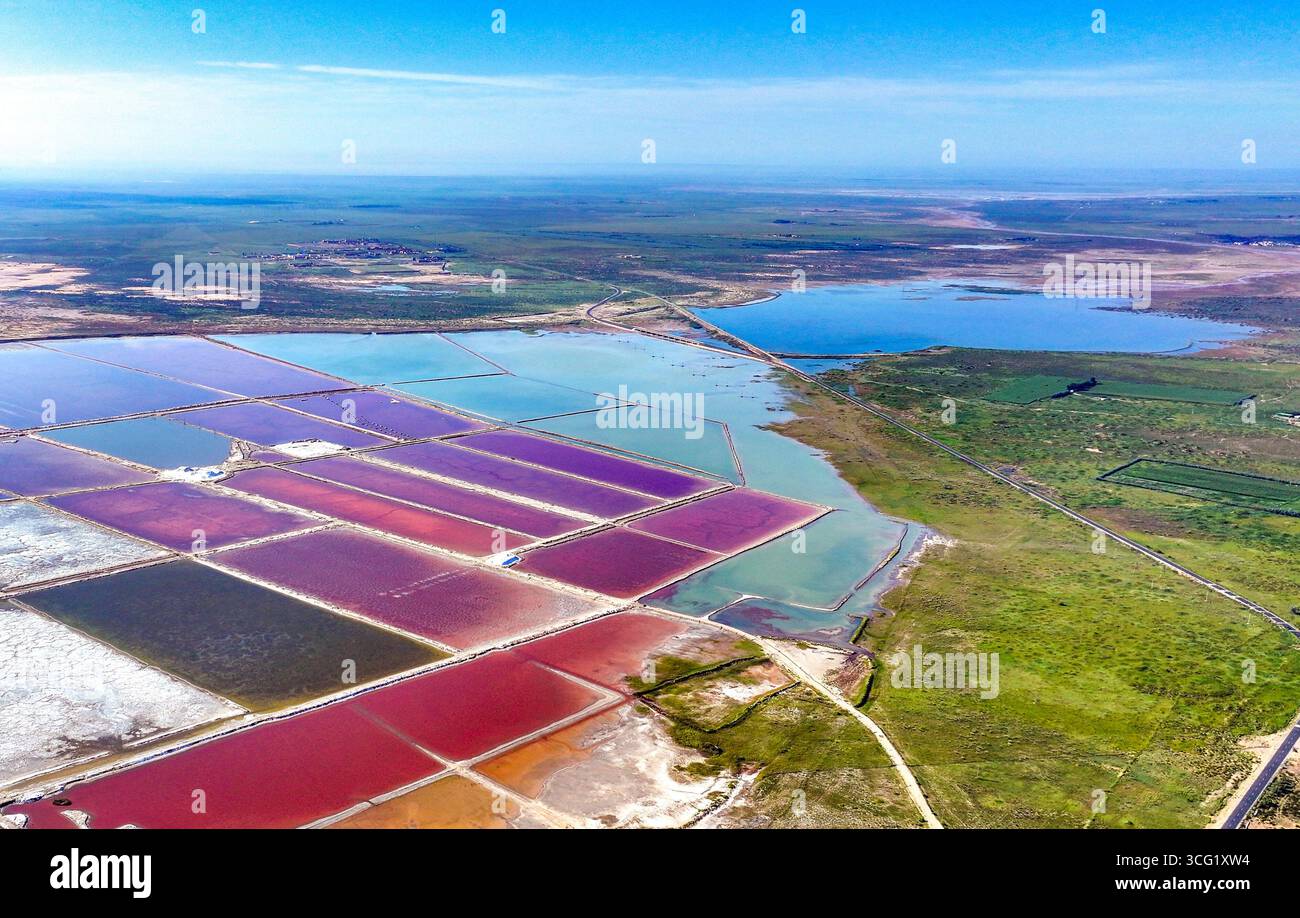 ORDOS, CHINA - AUGUST 25, 2025 - Mangnai Naoer Salt Lake scenery in ...