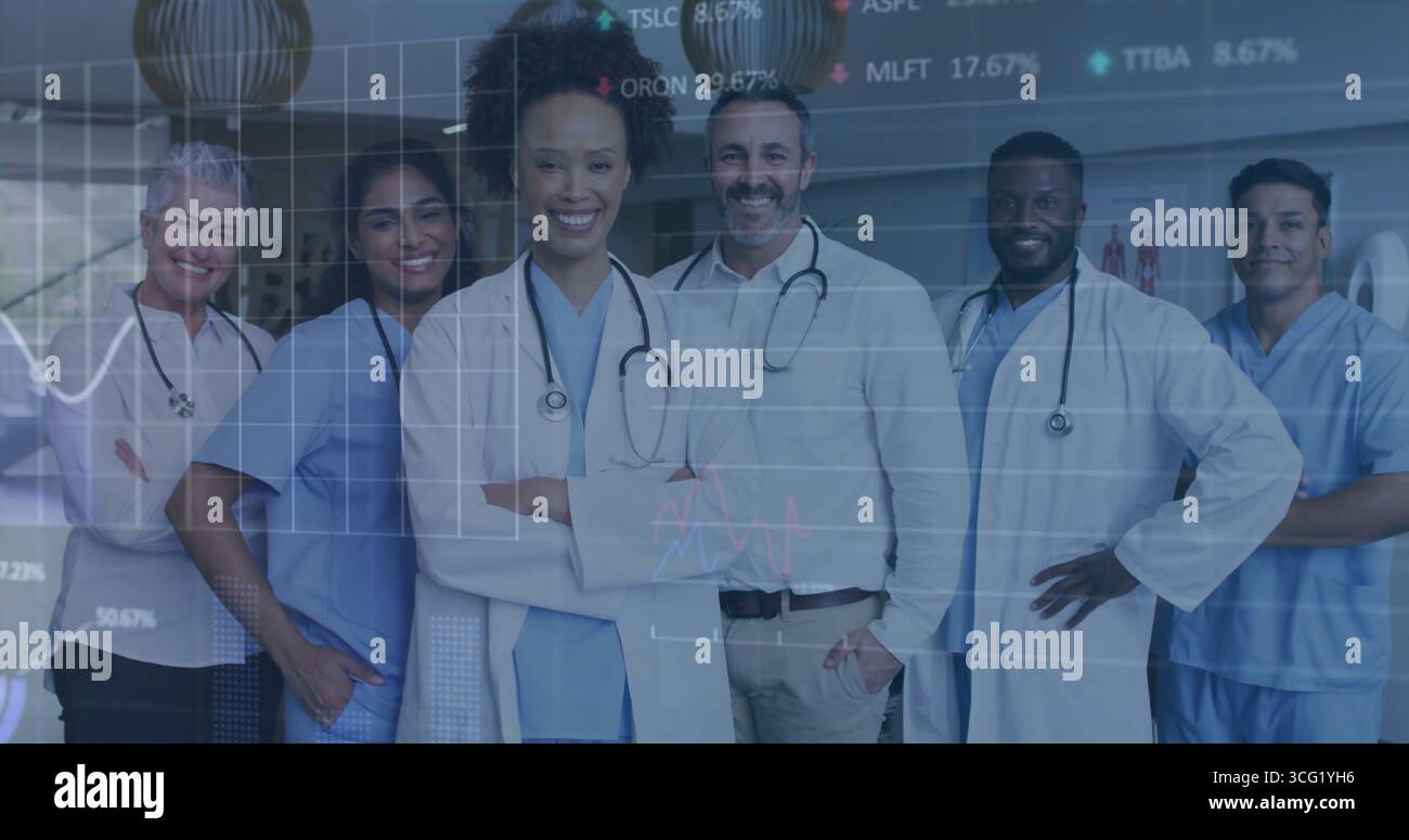 Analyzing charts medical team wearing stethoscopes reviewing stock ...