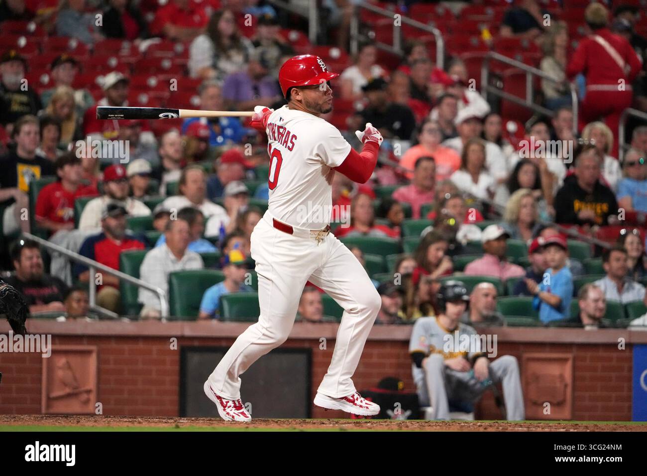 St. Louis Cardinals' Willson Contreras hits a two-run single during the fifth inning of a ...