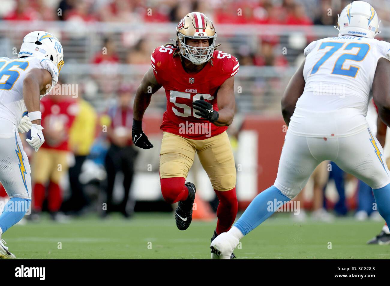 San Francisco 49ers linebacker Trevis Gipson (56) rushes during an NFL ...