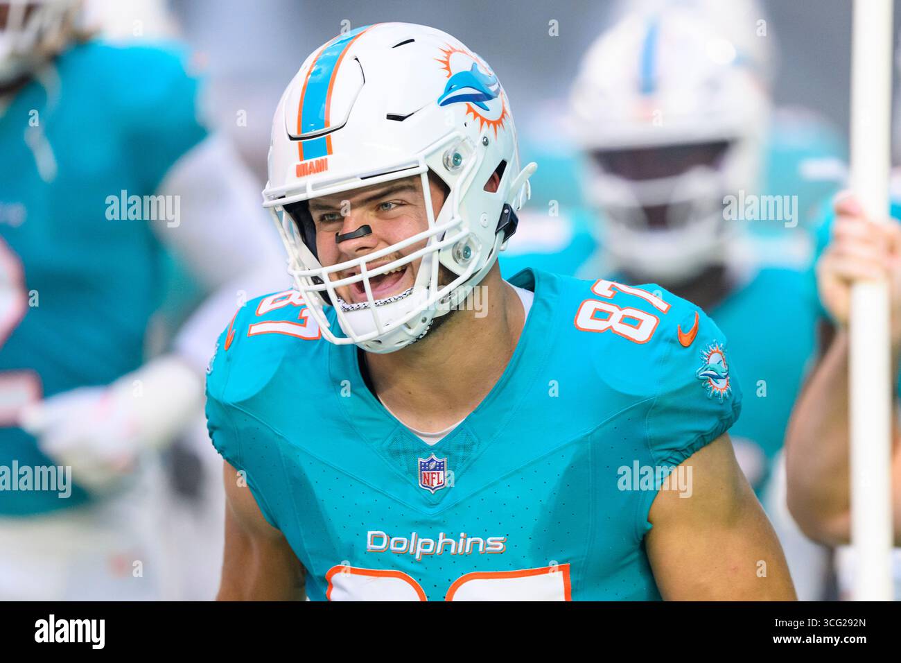 Miami Dolphins tight end Hayden Rucci (87) runs onto the field during a ...