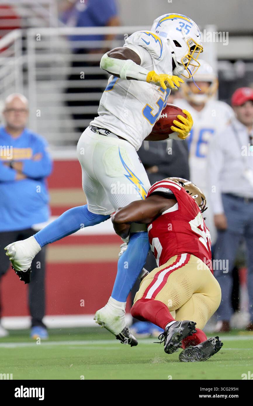 Los Angeles Chargers running back Raheim Sanders (35) runs during an ...