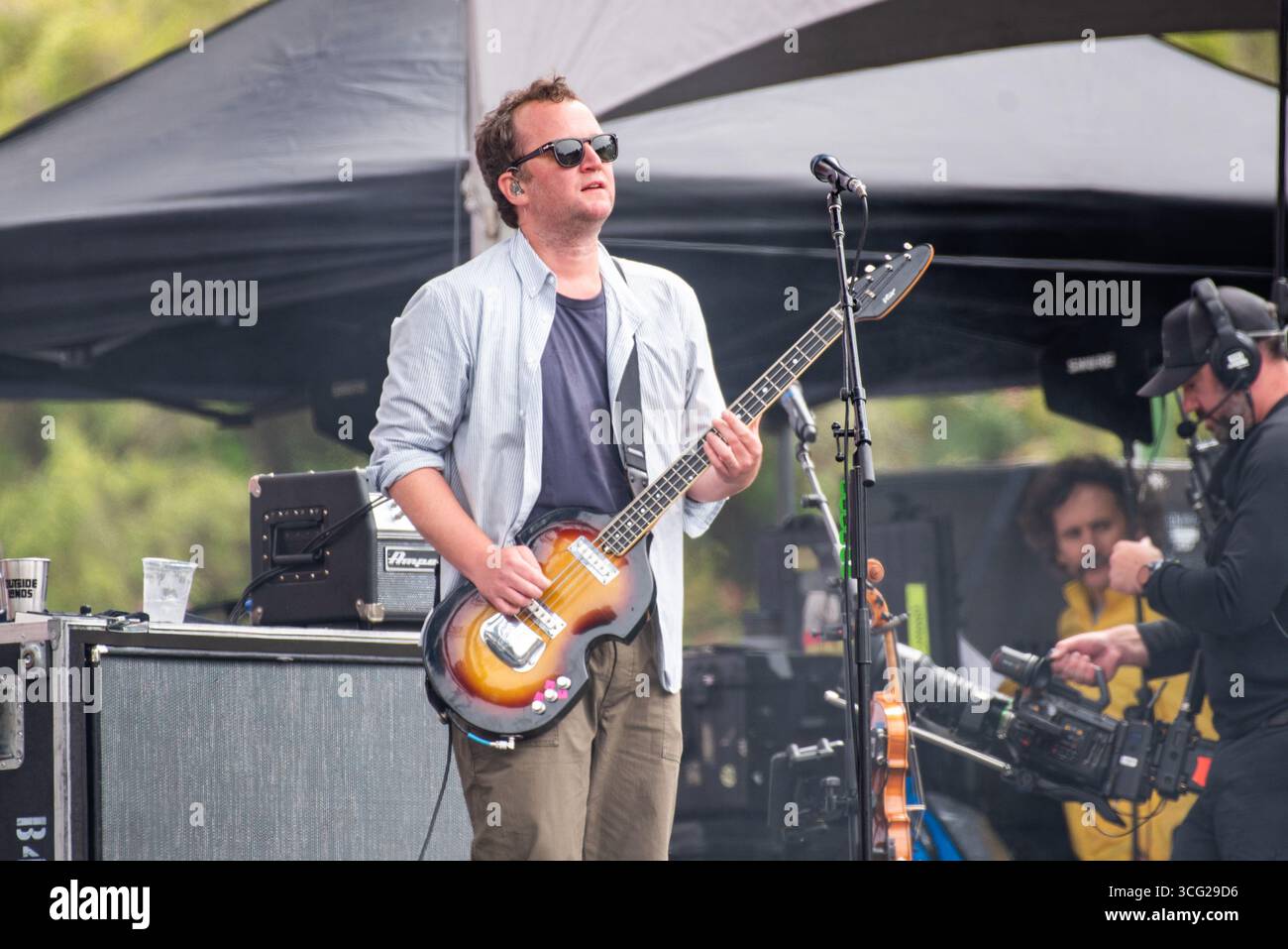 Chris Baio of Vampire Weekend performs during the Outside Lands music ...