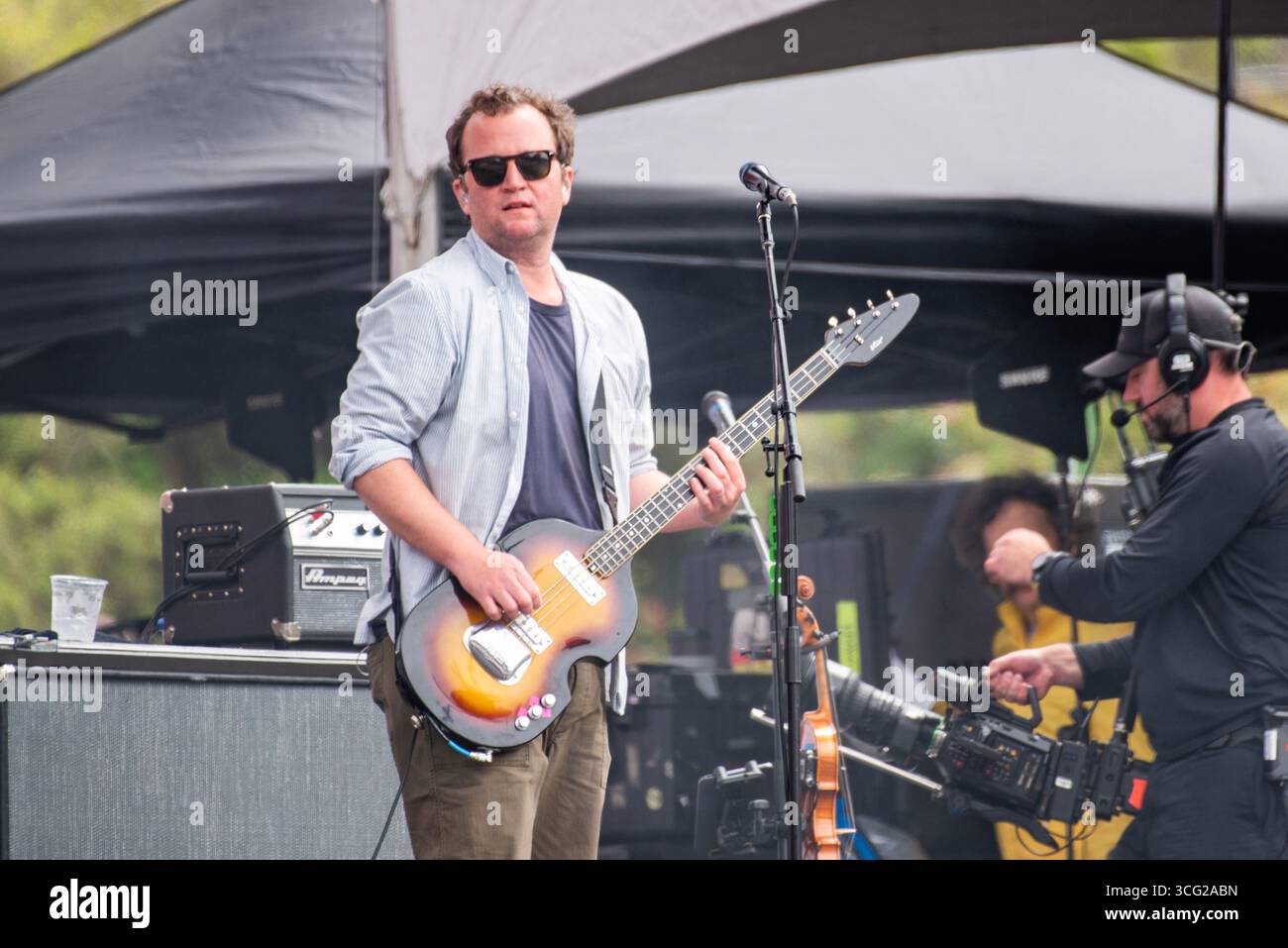 Chris Baio of Vampire Weekend performs during the Outside Lands music ...