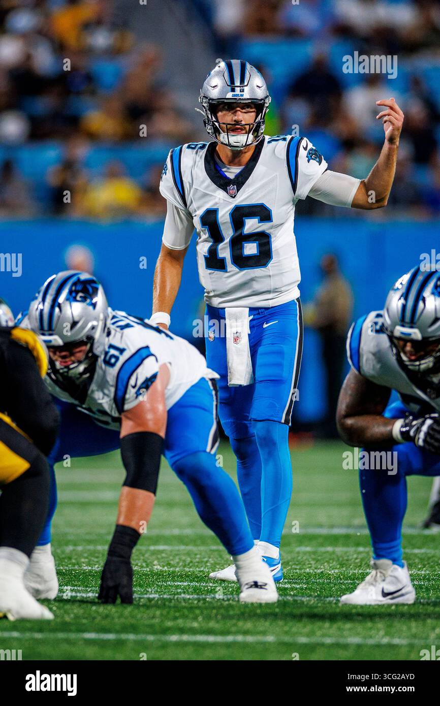 Carolina Panthers quarterback Jack Plummer (16) calls a play during an ...
