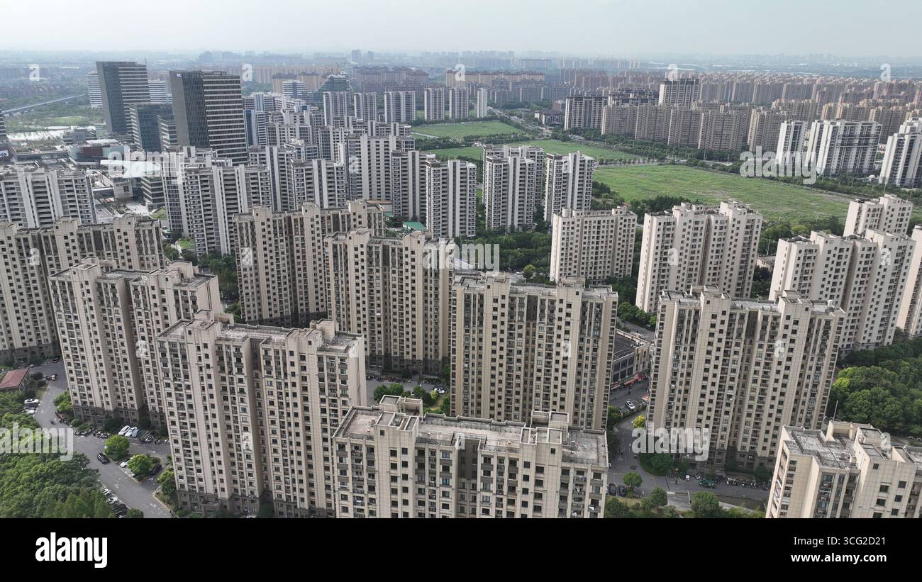SHANGHAI, CHINA - AUGUST 26, 2025 - The closely arranged residential ...