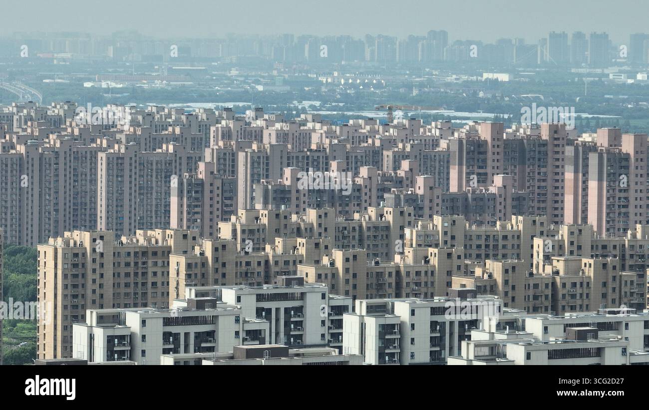 SHANGHAI, CHINA - AUGUST 26, 2025 - The closely arranged residential ...