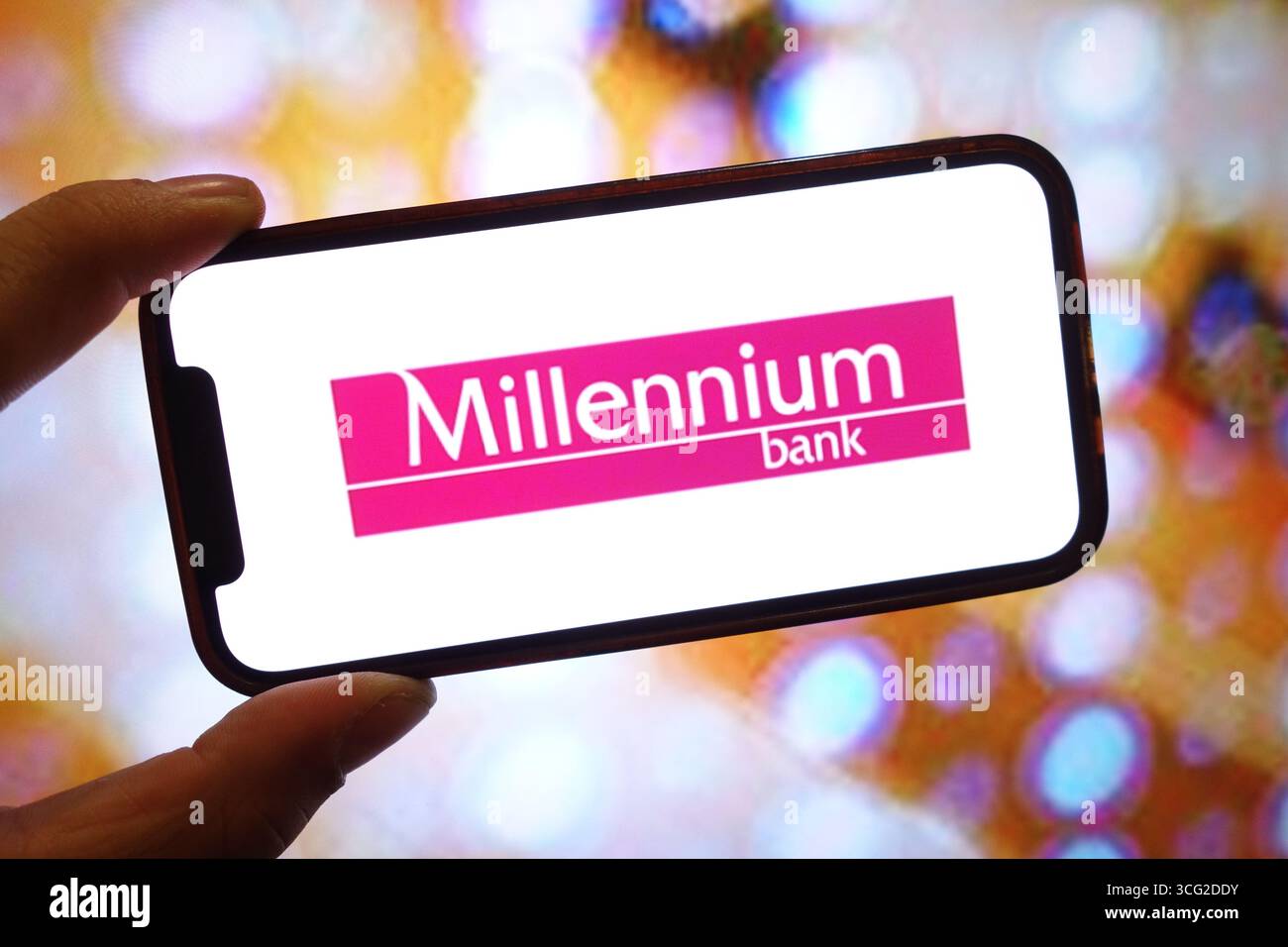 In this photo illustration, a Bank Millennium company logo is seen ...
