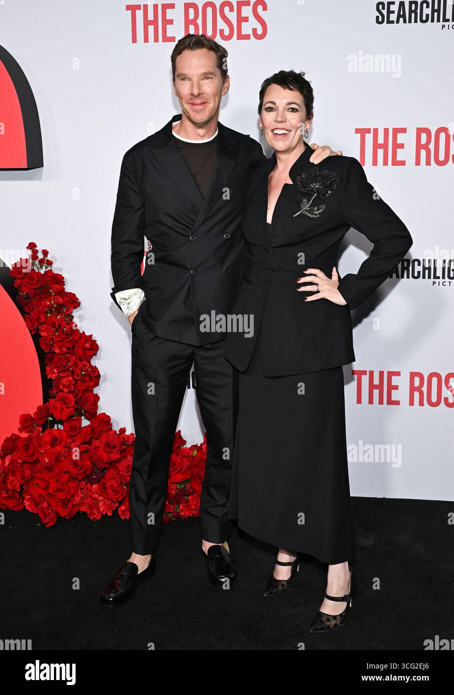 Benedict Cumberbatch, left, and Olivia Colman attend the premiere of ...