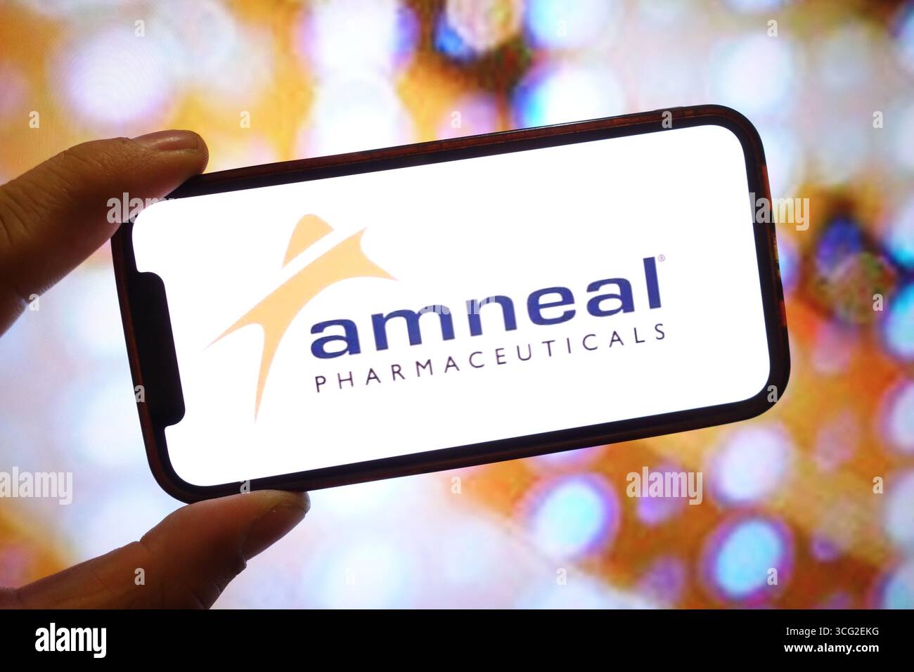 In this photo illustration, a Amneal Pharmaceuticals company logo is ...