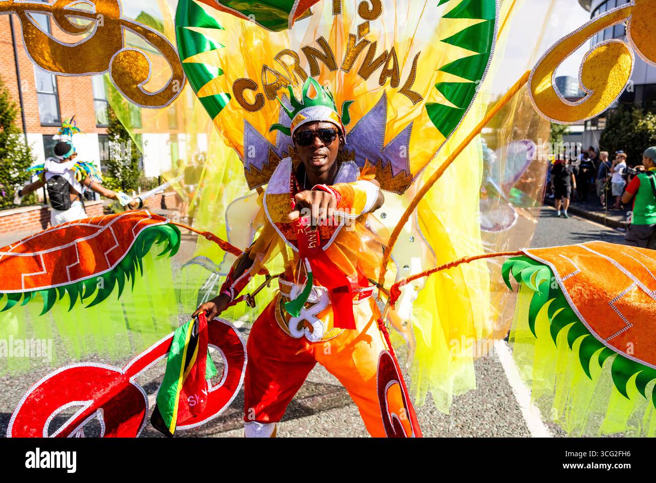 Leeds, UK. 25 AUG, 2025. "King" of the parade poses as an estimated 120 ...