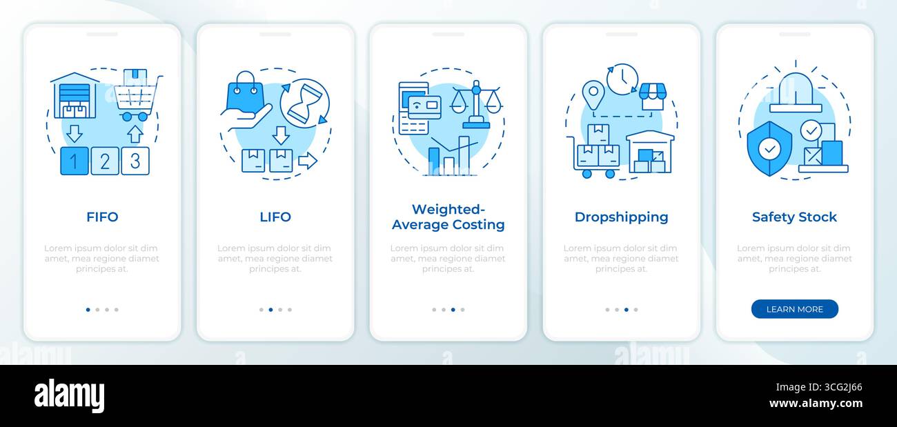 Inventory management methods and techniques blue onboarding mobile app ...