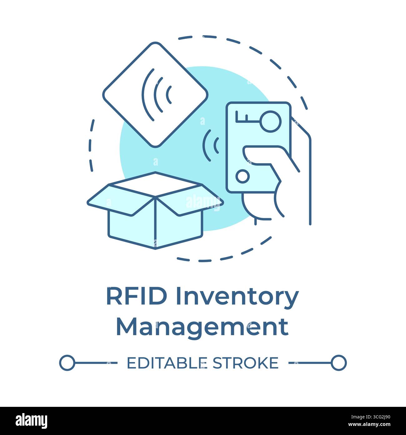 RFID inventory management soft blue concept icon Stock Vector Image ...
