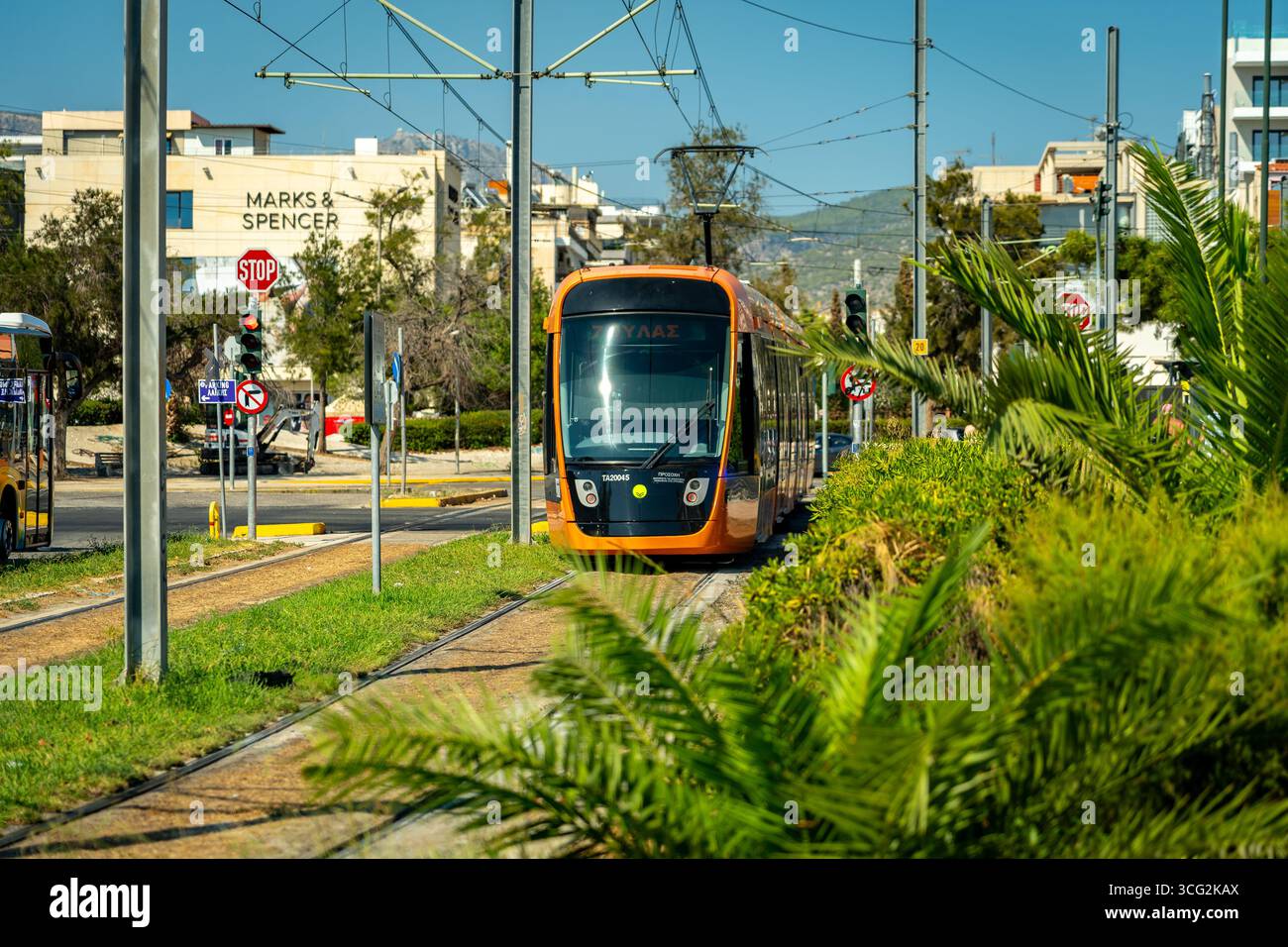 Athens, Greece - Modern tram in Glyfada suburb Stock Photo - Alamy