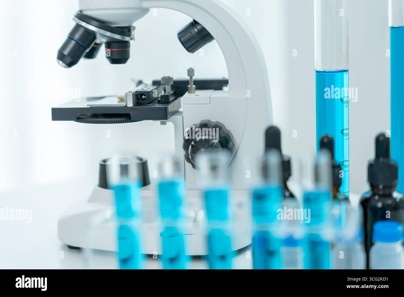 Scientist analyze biochemical samples in advanced scientific laboratory ...