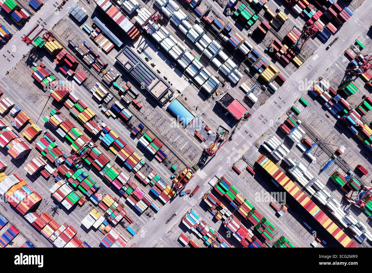 QINGDAO, CHINA - AUGUST 26, 2025 - Foreign trade containers piled up at ...