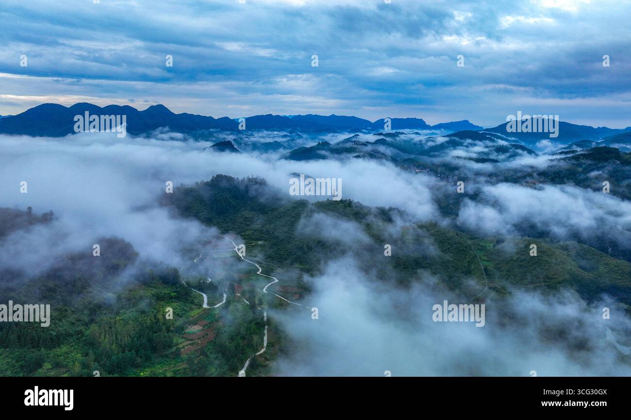 Aerial photo shows the rural scenery in Youyang County, Chongqing ...
