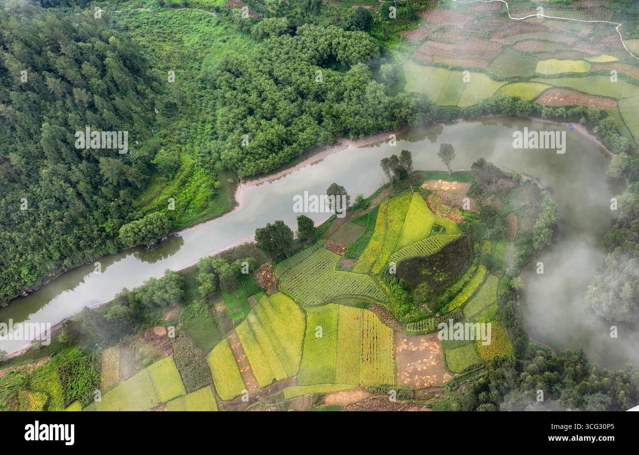 Aerial photo shows the rural scenery in Youyang County, Chongqing ...
