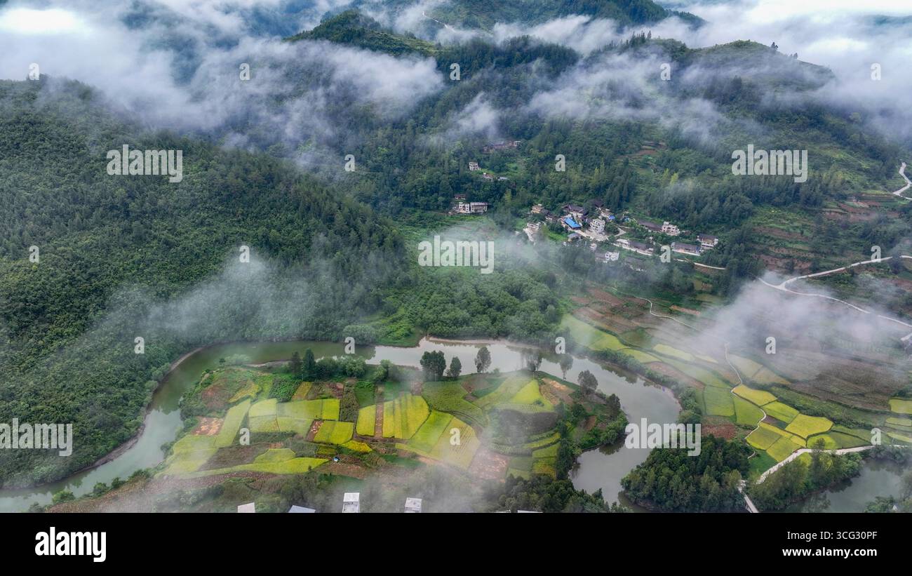 Aerial photo shows the rural scenery in Youyang County, Chongqing ...