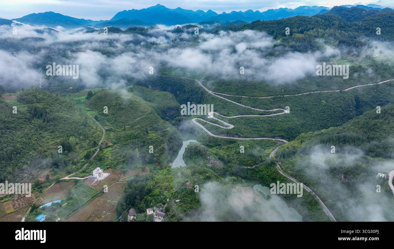 Aerial photo shows the rural scenery in Youyang County, Chongqing ...