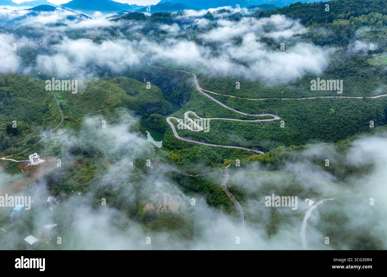 Aerial photo shows the rural scenery in Youyang County, Chongqing ...
