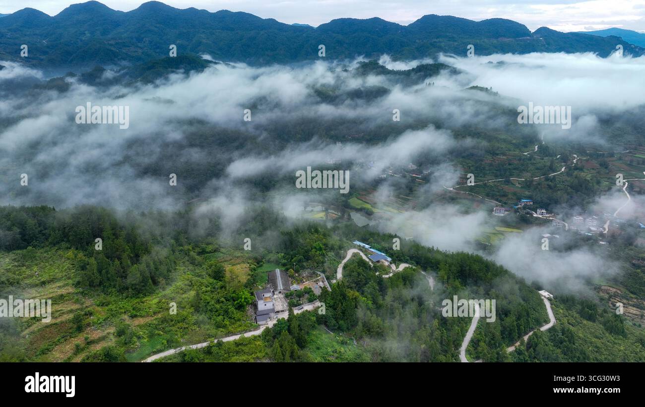 Aerial photo shows the rural scenery in Youyang County, Chongqing ...