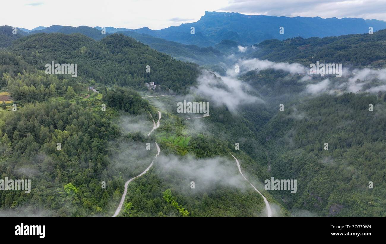 Aerial photo shows the rural scenery in Youyang County, Chongqing ...