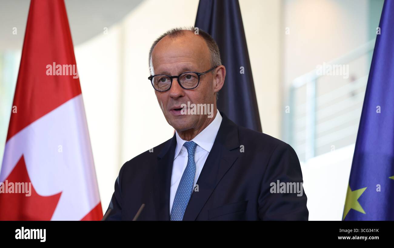 Berlin, Germany, 26th Aug 2025. Press conference by Federal Chancellor ...