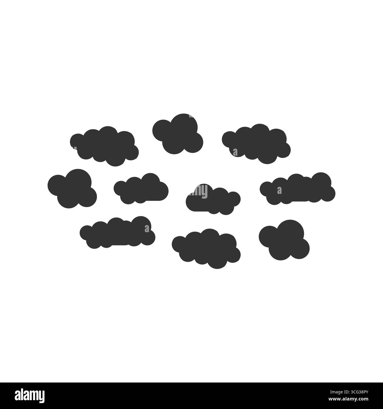 vector illustration depicting a cluster of small, solid clouds Stock ...