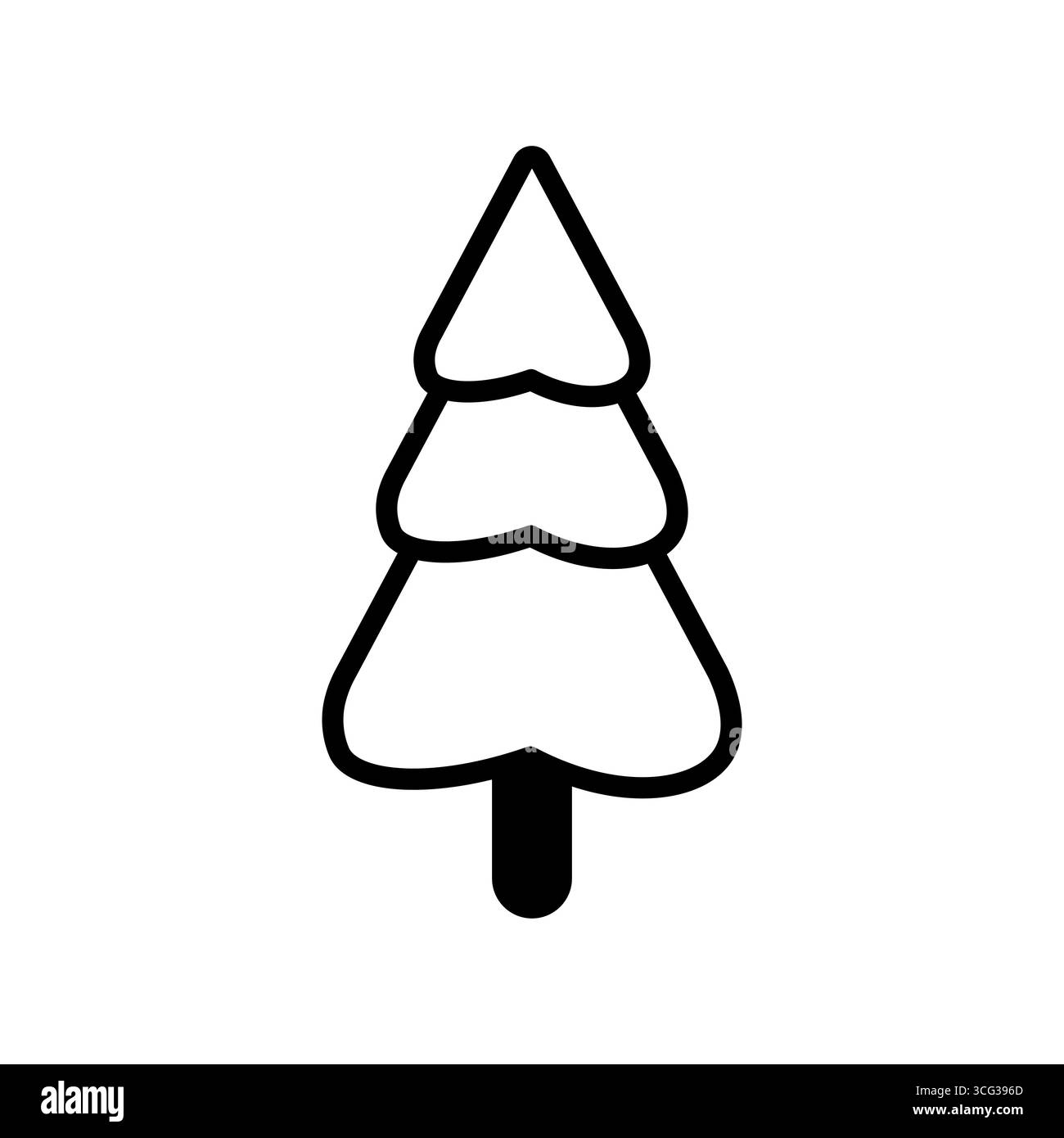 christmas tree or evergreen tree. the simple outline design represents ...