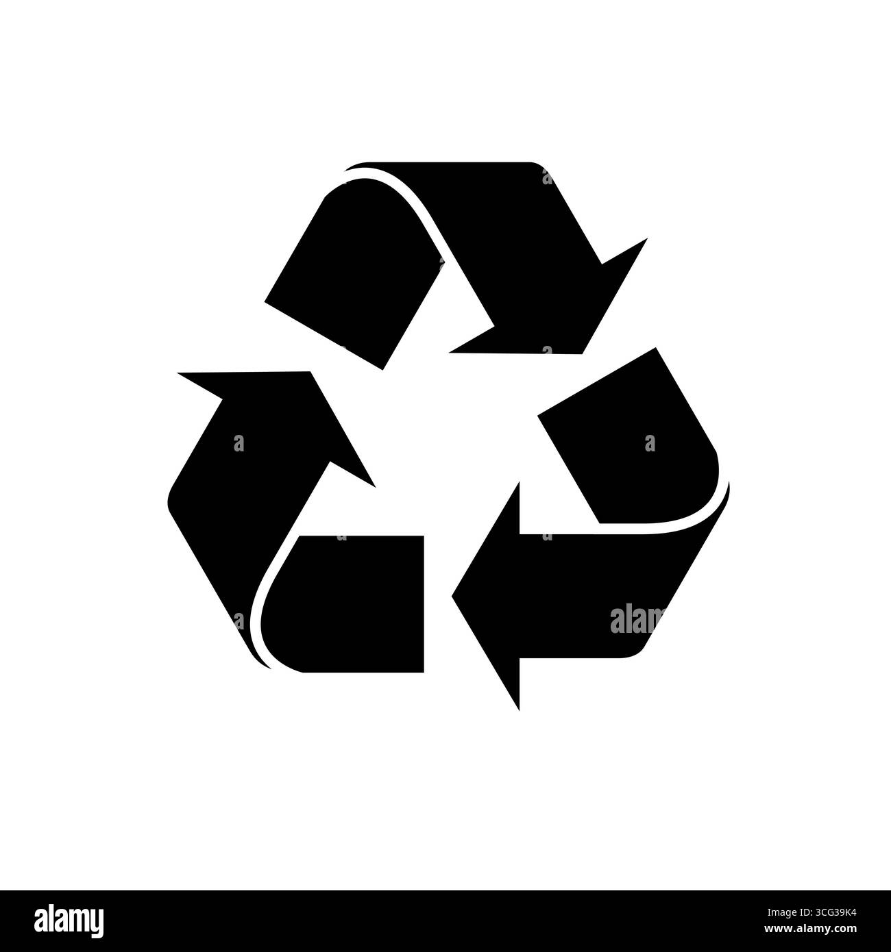 black and white vector illustration of the universal recycling symbol ...